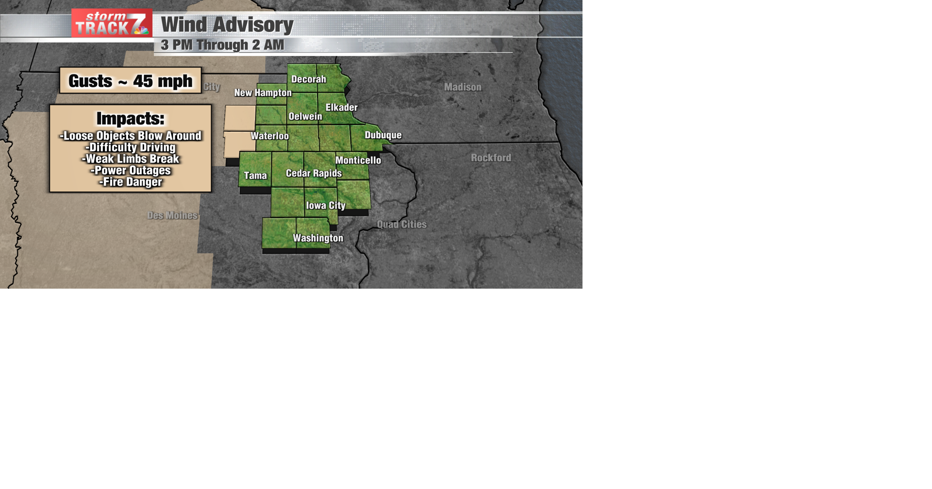 TRACKING: Warm and very windy today, rain Monday | Forecast | kwwl.com