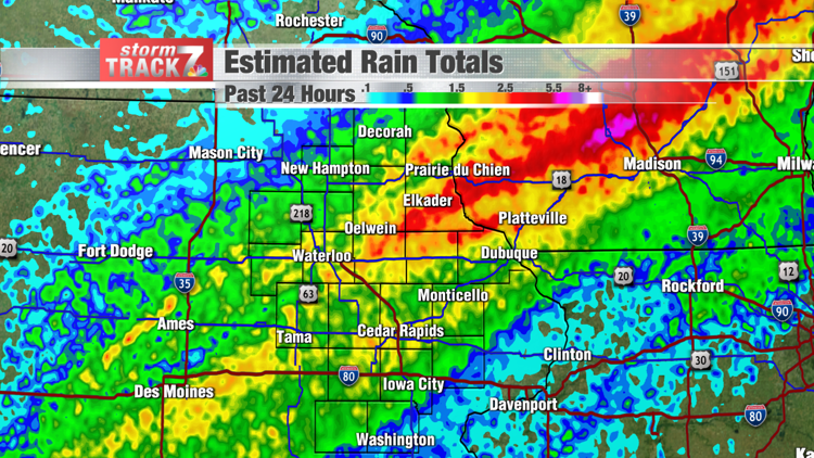 Latest rainfall totals, including record rain in Waterloo | Schnack's ...