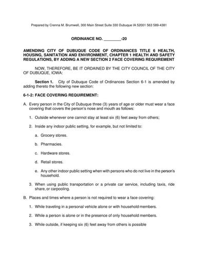 Dubuque city council approves mask mandate | Dubuque | kwwl.com