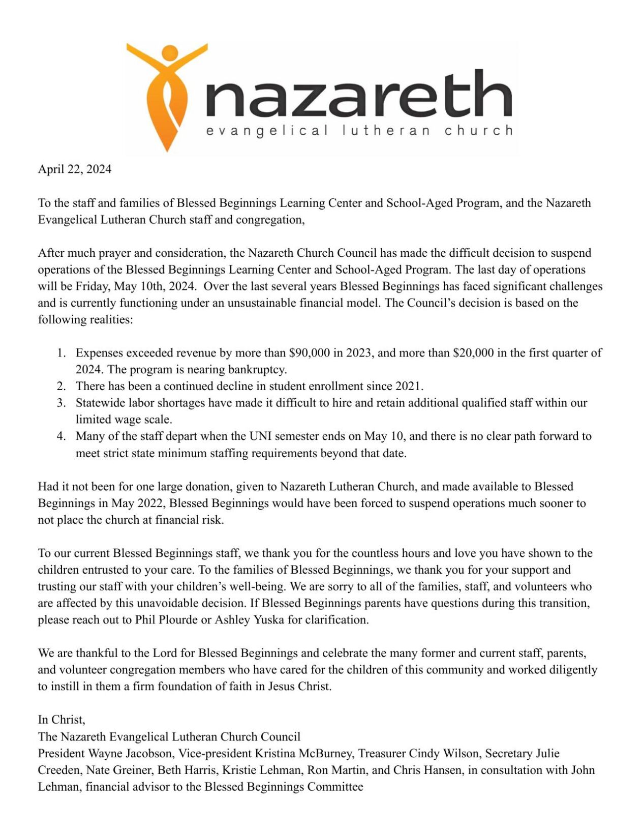 Blessed Beginnings in Cedar Falls to close, parents search for more ...