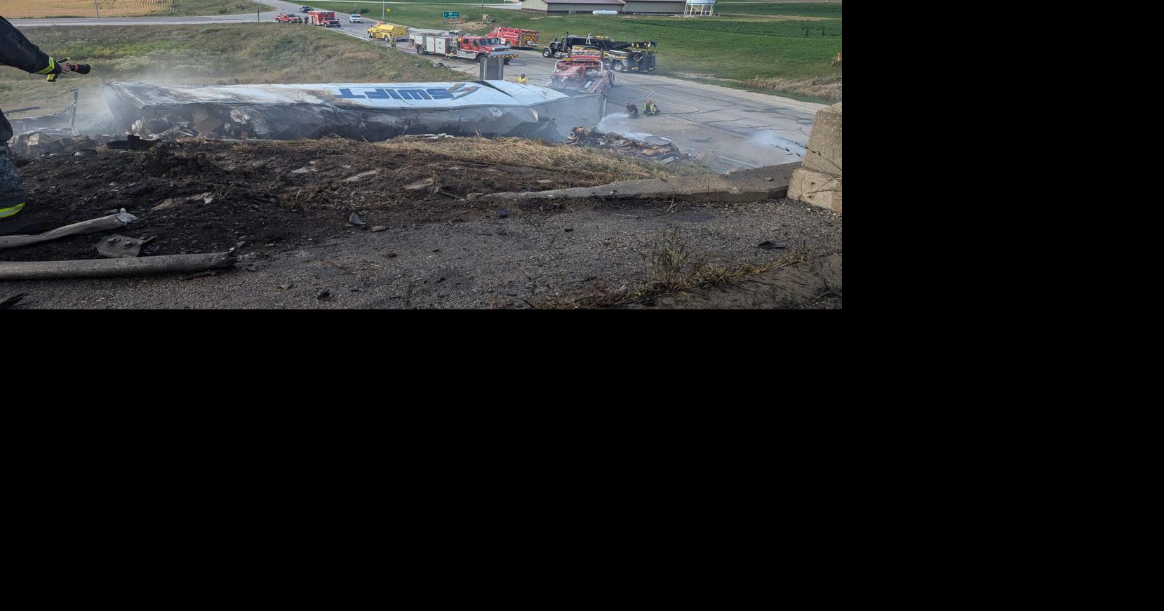 Semi rolls, catches on fire on Interstate 80 | Top Stories | kwwl.com
