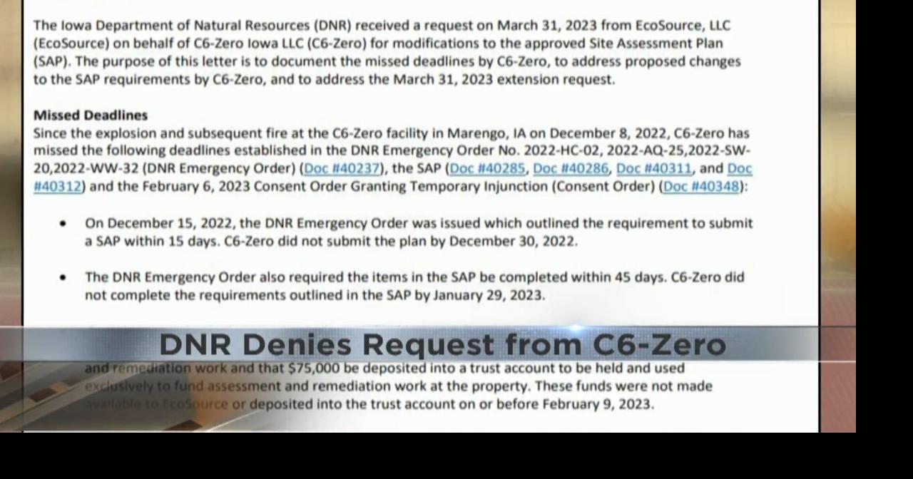 Iowa DNR denies C6-Zero's extension request to comply with cleanup ...