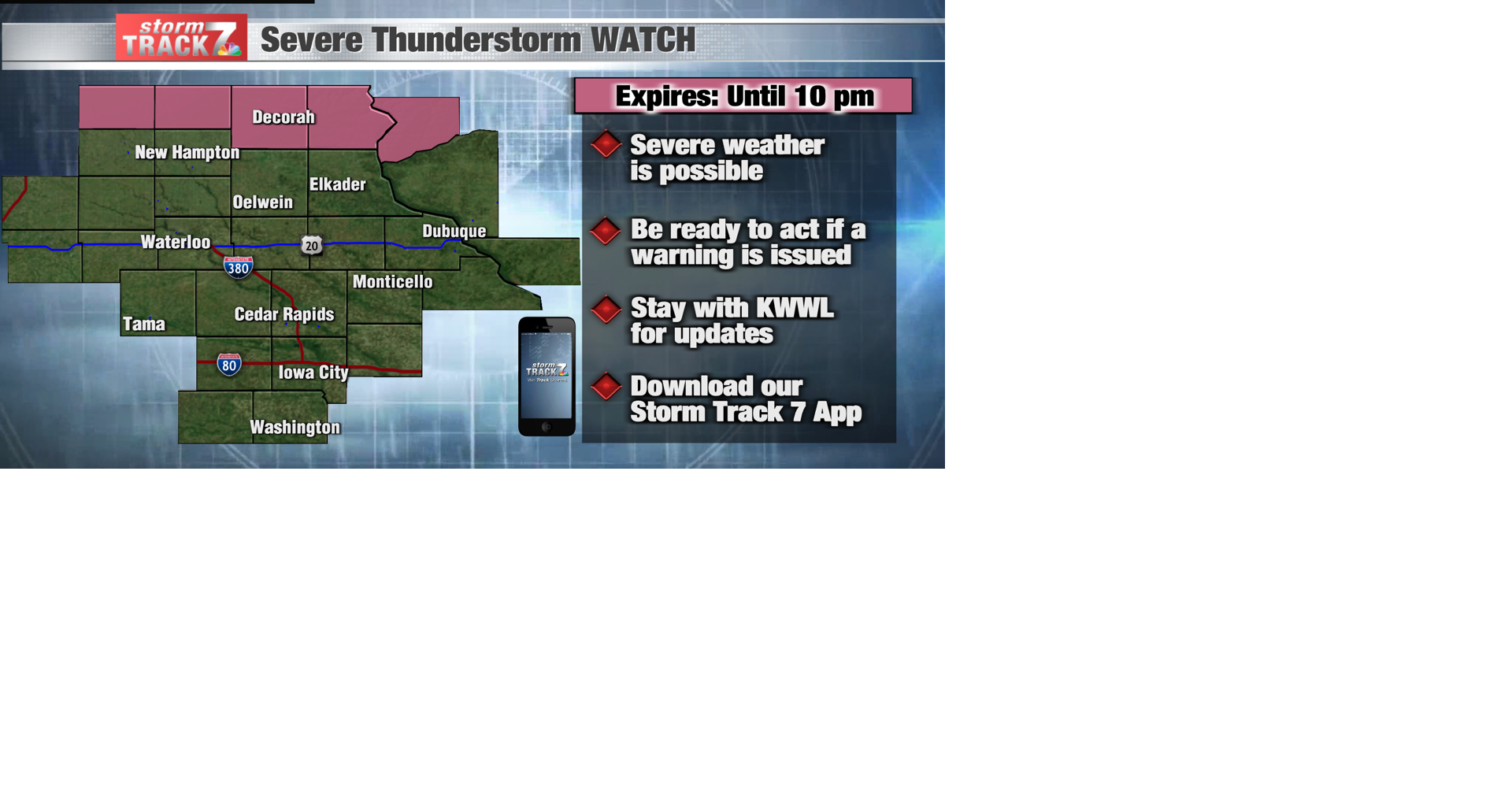 TRACKING: A Severe Thunderstorm Watch in effect for portions of Eastern ...