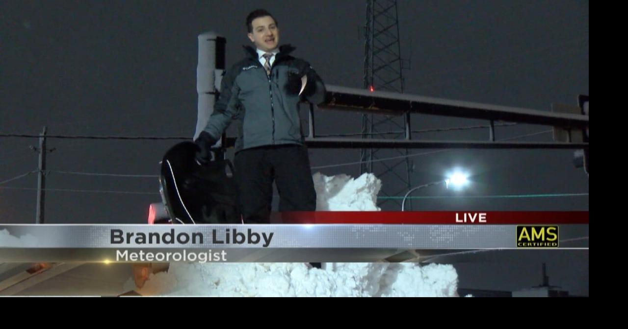 Brandon Libby sleds in the KWWL parking lot during live shots | News ...