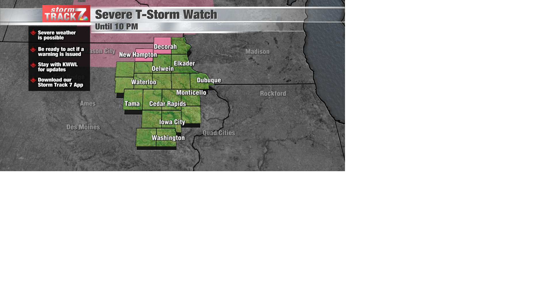 Severe Thunderstorm Watch Until 10 PM | Forecast | kwwl.com
