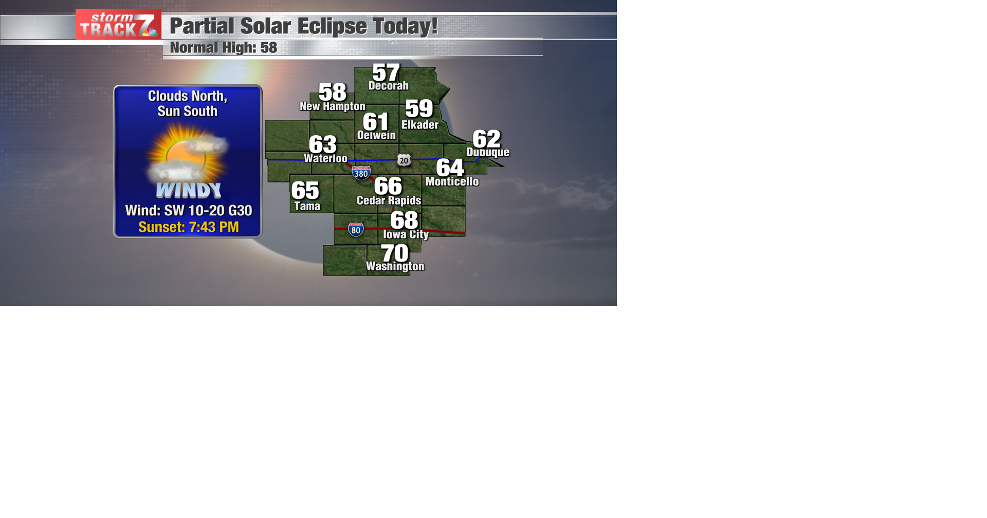 TRACKING: Sunshine south, clouds north for today's solar eclipse ...