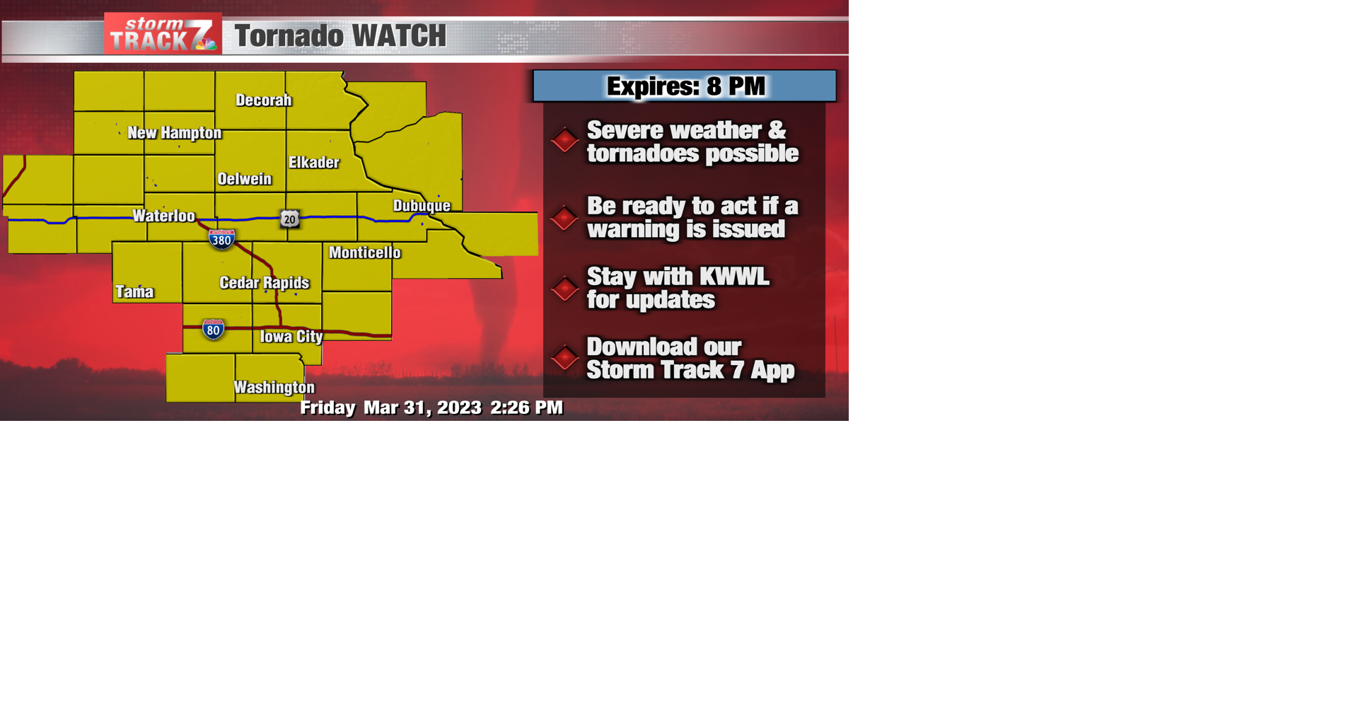 Tornado Watch ALert Map - Engage.png | | kwwl.com