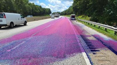Colorful spill of clothing dye prompts hours-long cleanup on interstate ...
