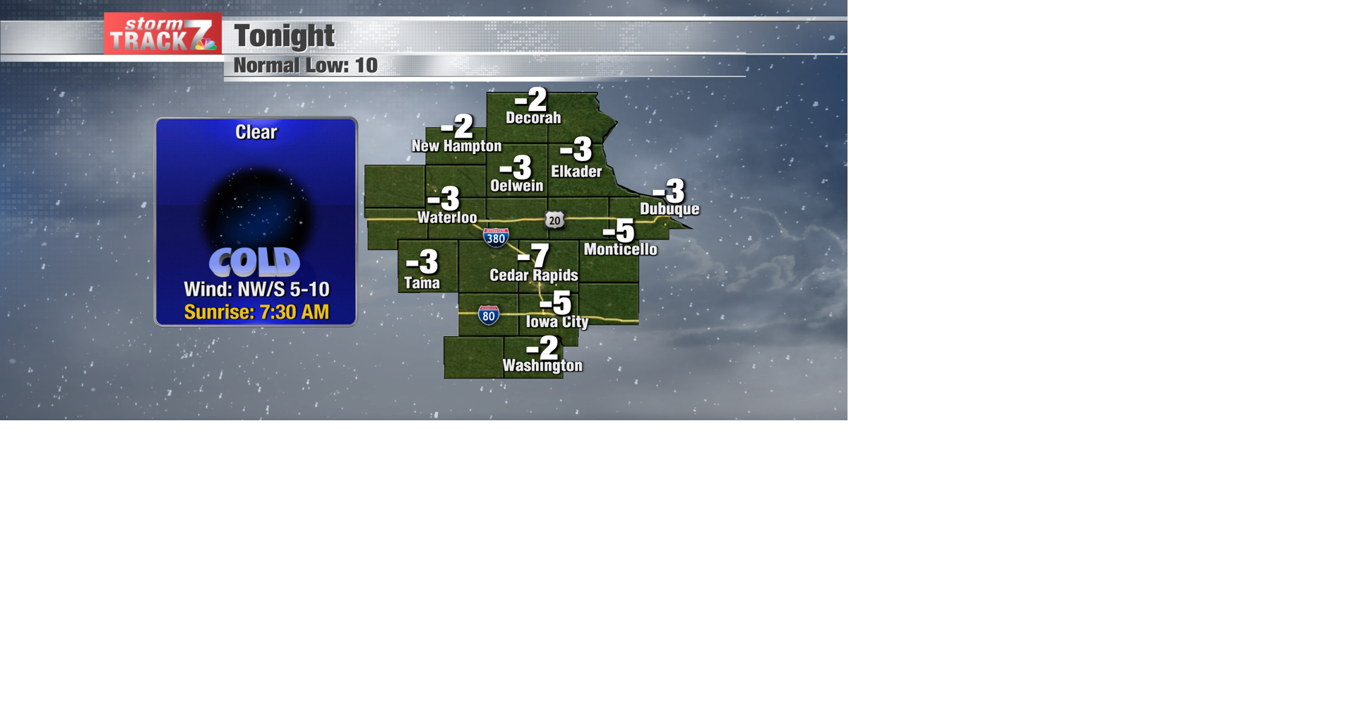 TRACKING: A cold night with temps below zero | Forecast | kwwl.com