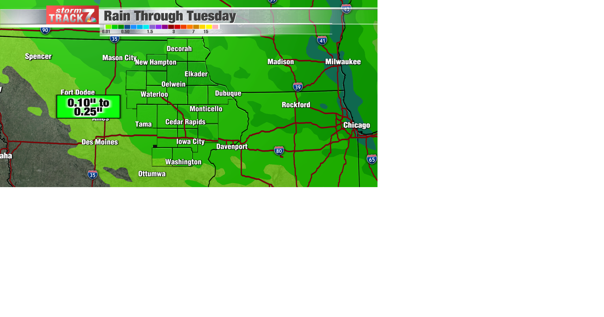 TRACKING: Scattered storms today; isolated showers Tuesday | Forecast | kwwl.com