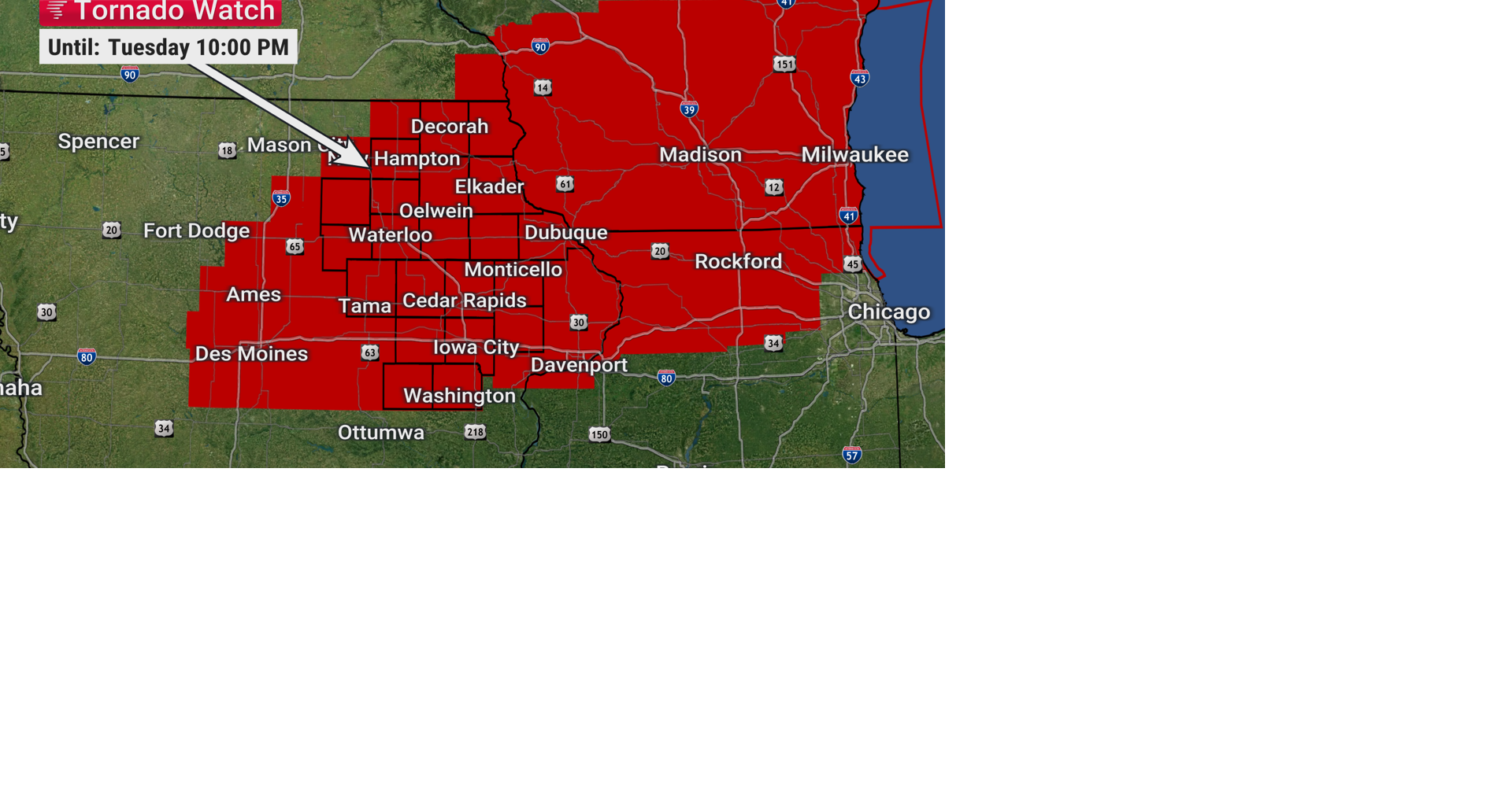 TRACKING: Tornado Watch is in effect until 10 PM | Forecast | kwwl.com