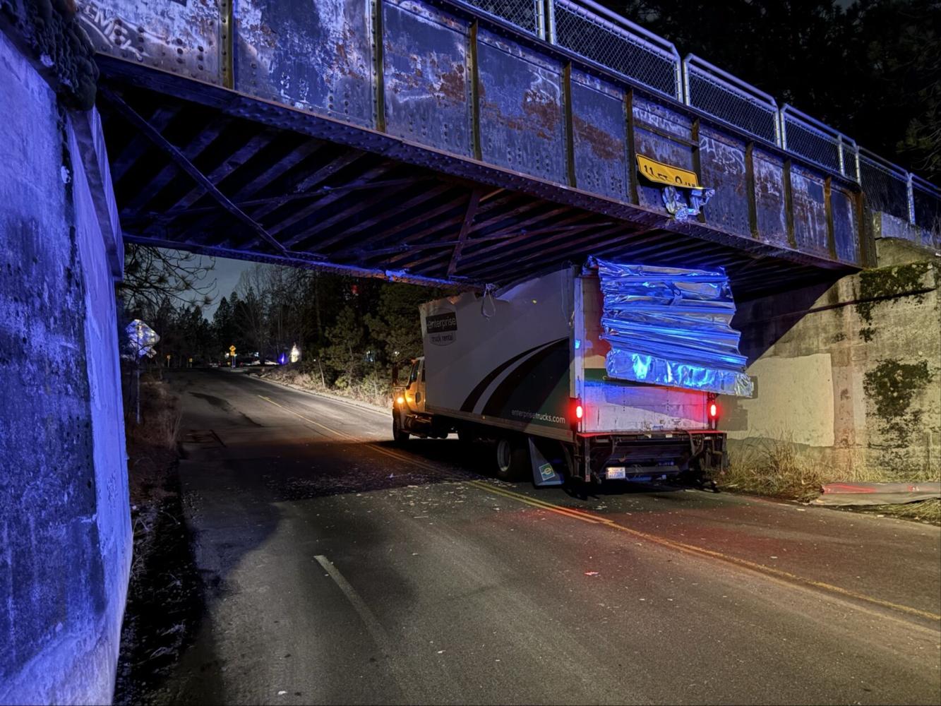 Third truck in four days hits low-clearance bridge in Spokane County ...