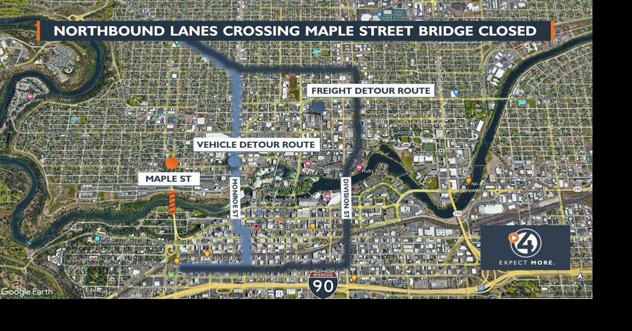 Northbound lanes crossing Maple Street Bridge closing Monday night ...