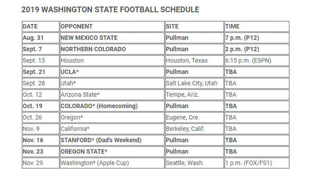 WSU football’s early TV schedule announced | News | kxly.com