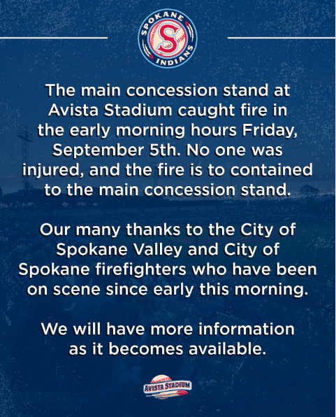 Fire at Avista Stadium destroys main concession stand | News | kxly.com