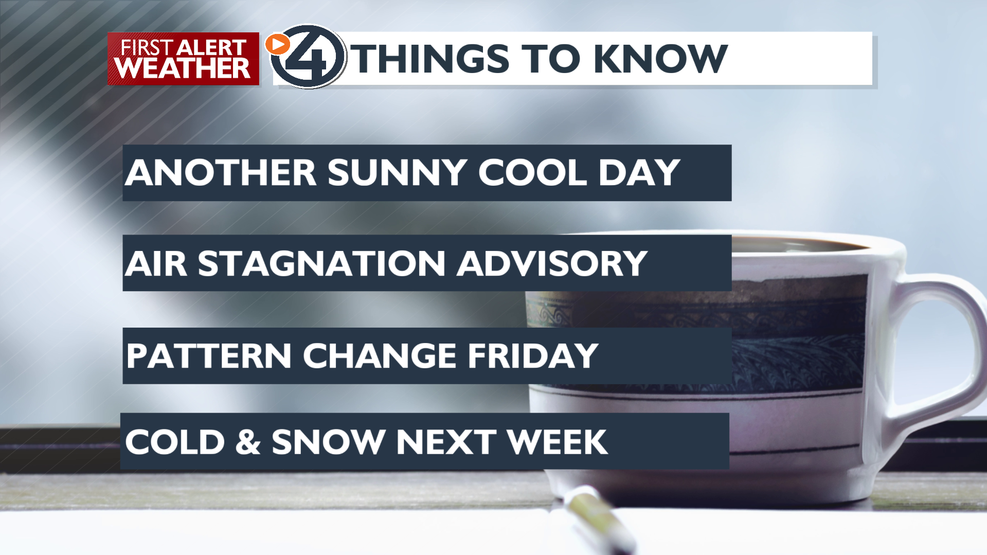 Sunny and cool continues through Thursday then some snow - Mark | News ...