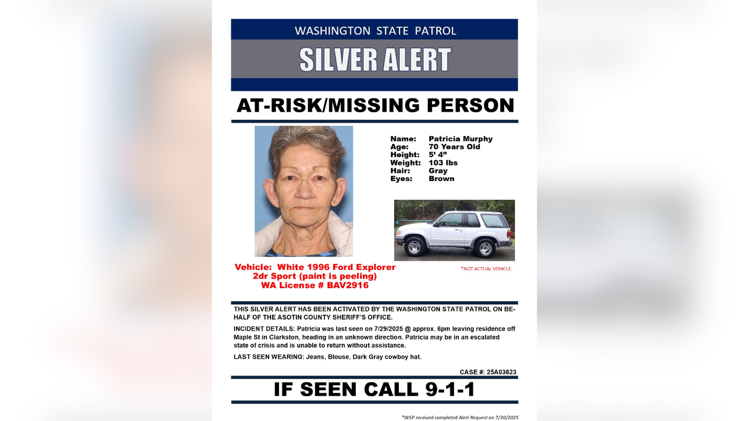 Silver Alert issued for missing at-risk Clarkston woman | Local News | kxly.com