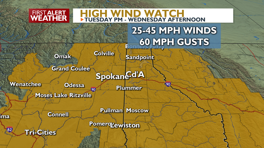 ☔💨Early rain and late wind for your Spokane Monday, with 🚨 Weather ...