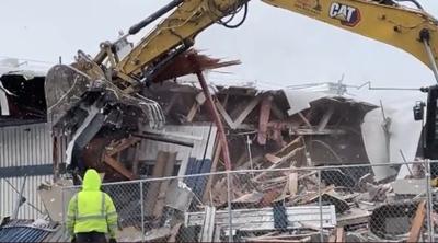 Crews begin tearing down old SYSA Bingo building near downtown Spokane ...