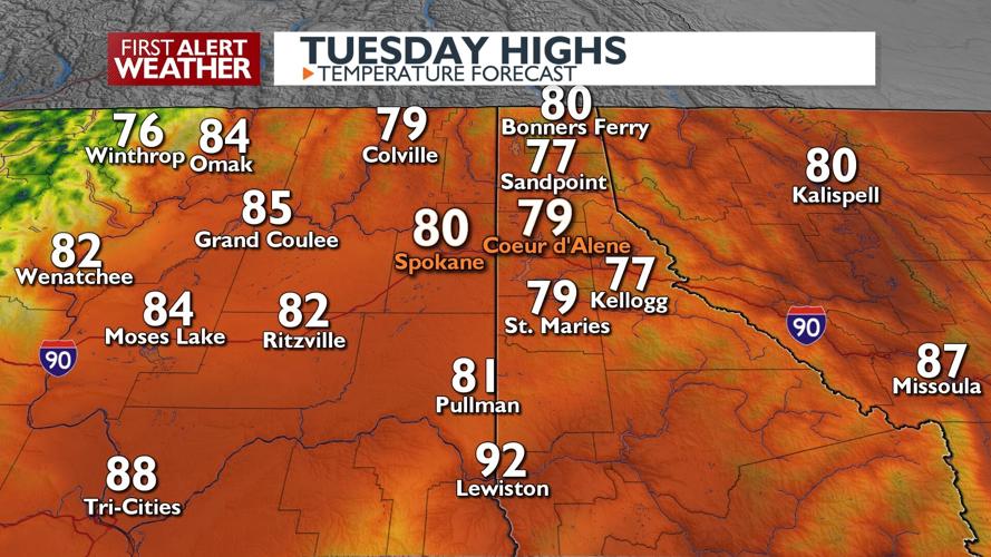 🙂Break from the heat: highs in the upper 70s and lower 80s on Tuesday ...