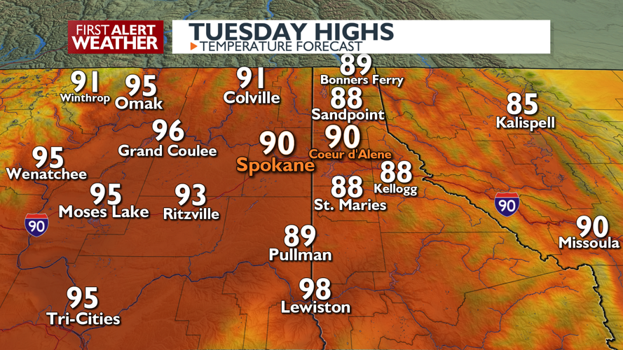 90s for Tuesday with storms over the mountains – Matt | Forecast | kxly.com