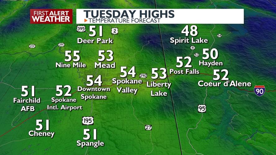 Tuesday; sunny skies with highs in the 50s for the first full day of ...