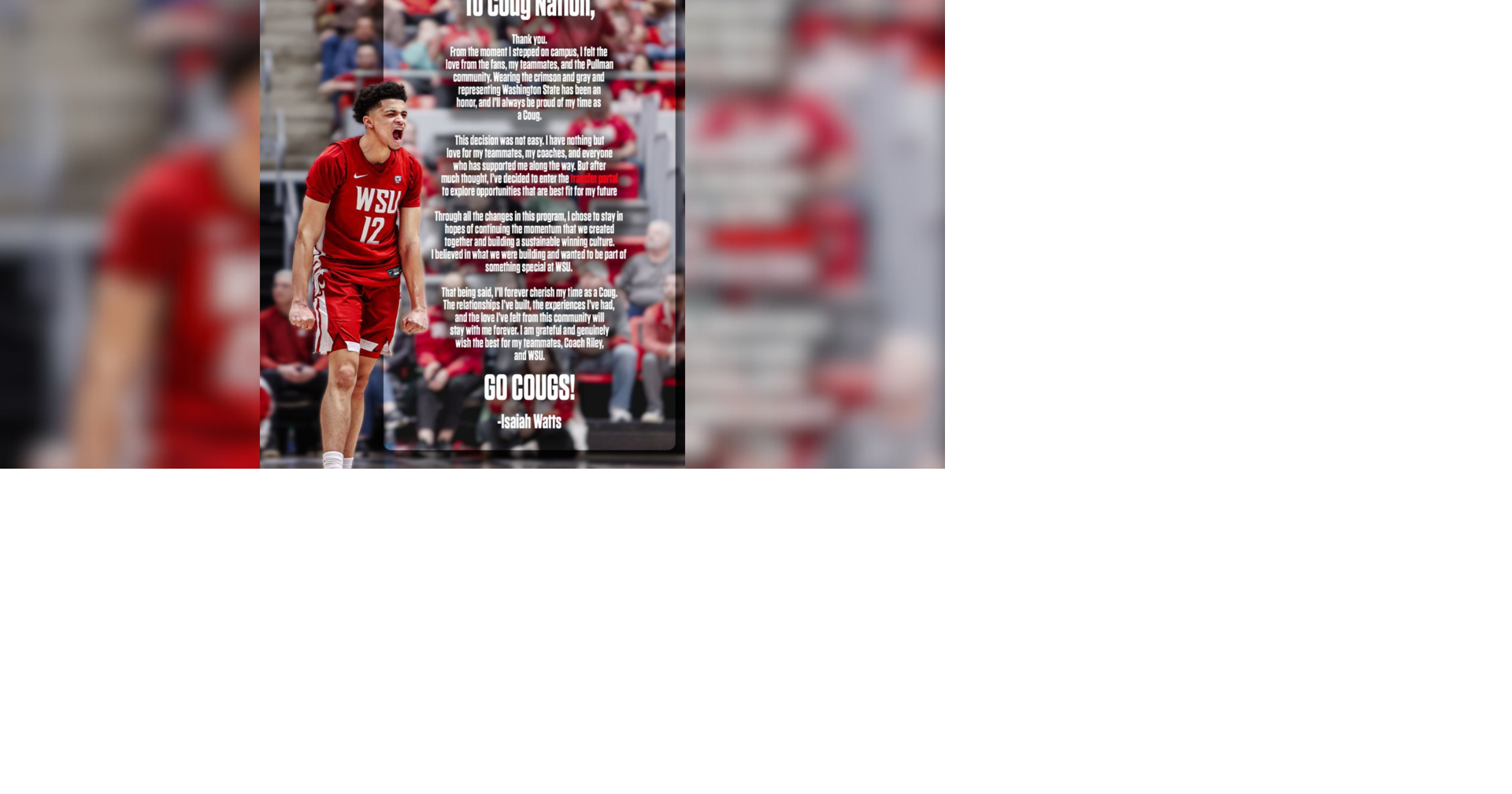 WSU's Isaiah Watts entering transfer portal | Sports | kxly.com