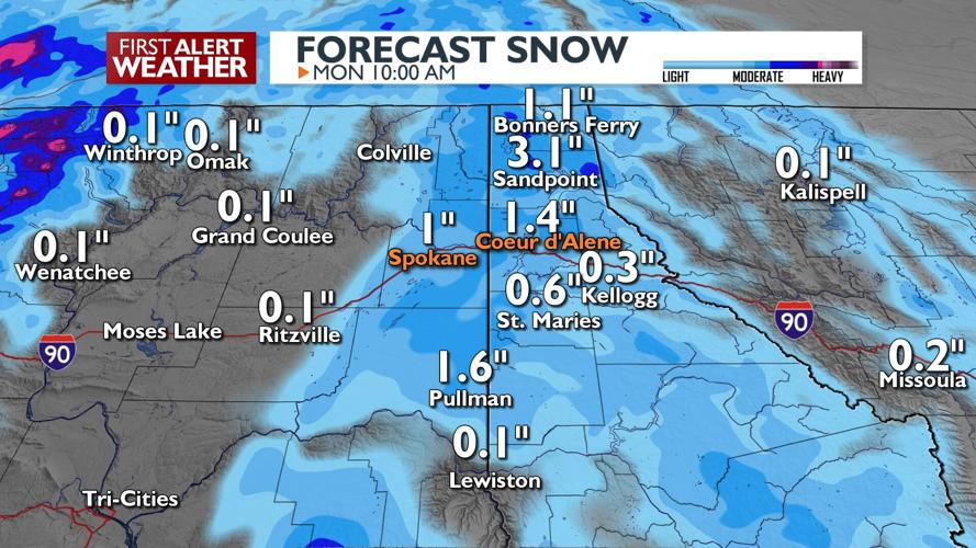 ️Tracking snow: 1 - 2" in Spokane & Coeur d'Alene by the Monday morning ...