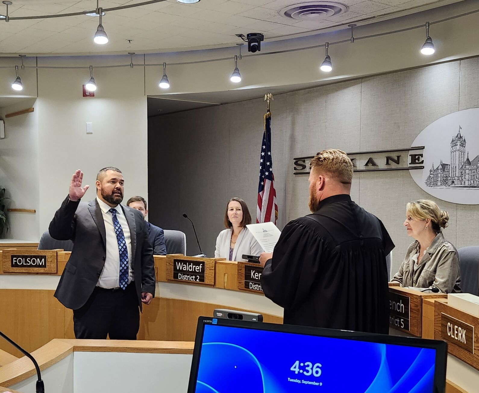 Preston McCollam sworn in following Larry Haskell’s retirement | KXLY ...