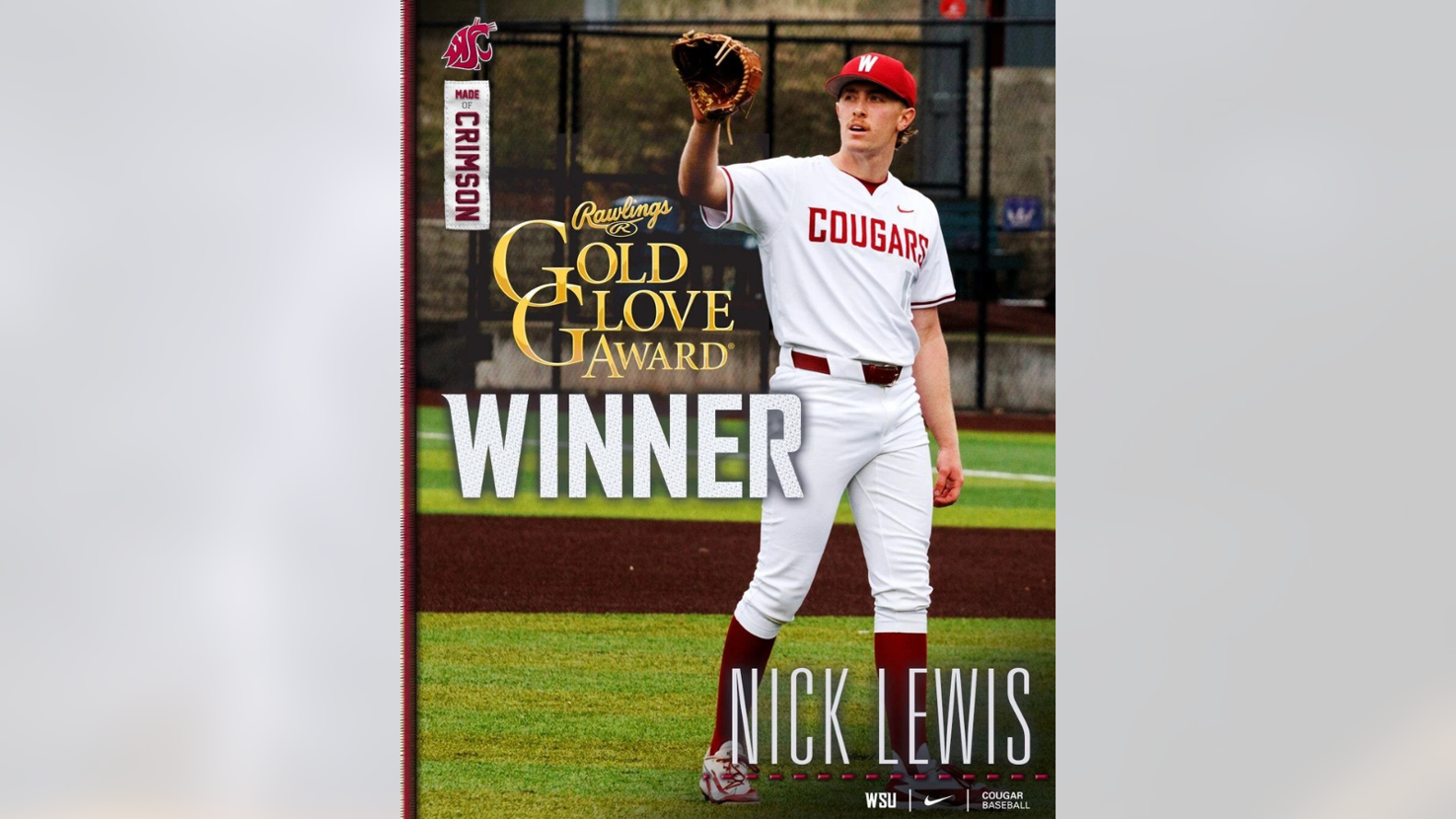 WSU star pitcher Nick Lewis wins Rawlings Gold Glove | Sports | kxly.com