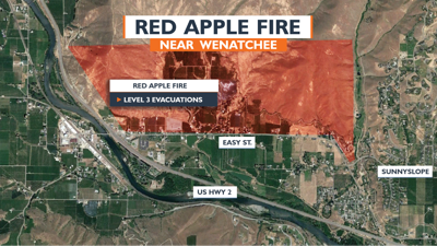 Red Apple Fire near Wenatchee prompts Level 3 evacuations, threatens ...