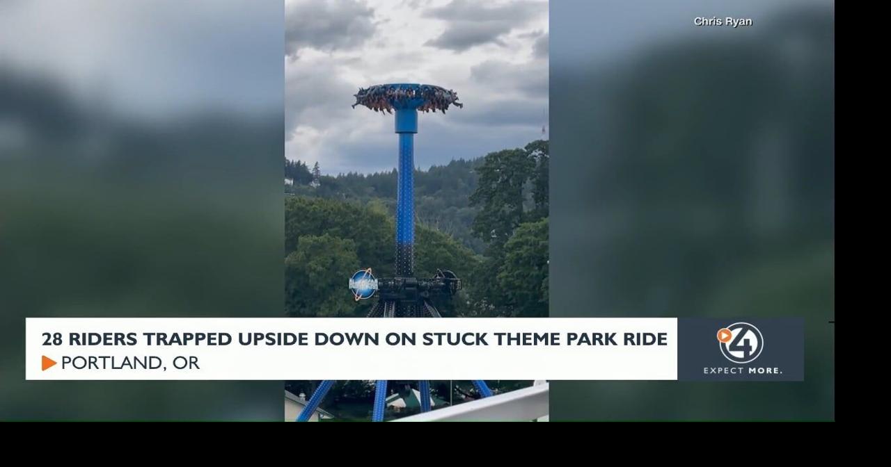 28 riders stick upside down on theme park ride in Portland | Video ...