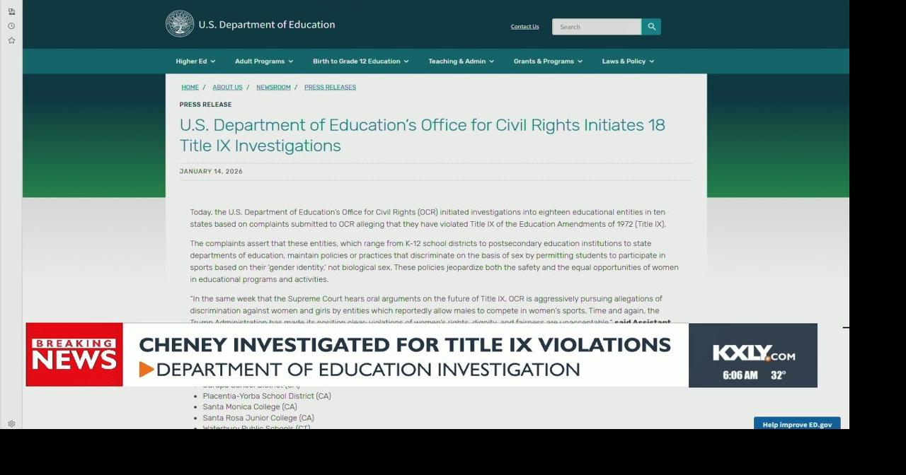Cheney Schools investigated over Title IX violations | Video | kxly.com