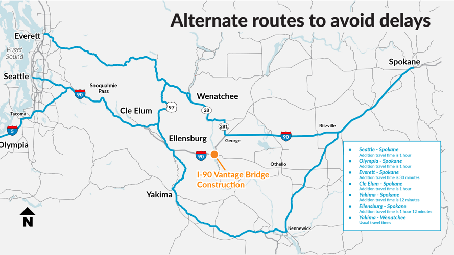 PLAN AHEAD: I-90 Vantage Bridge construction returns, expect traffic ...