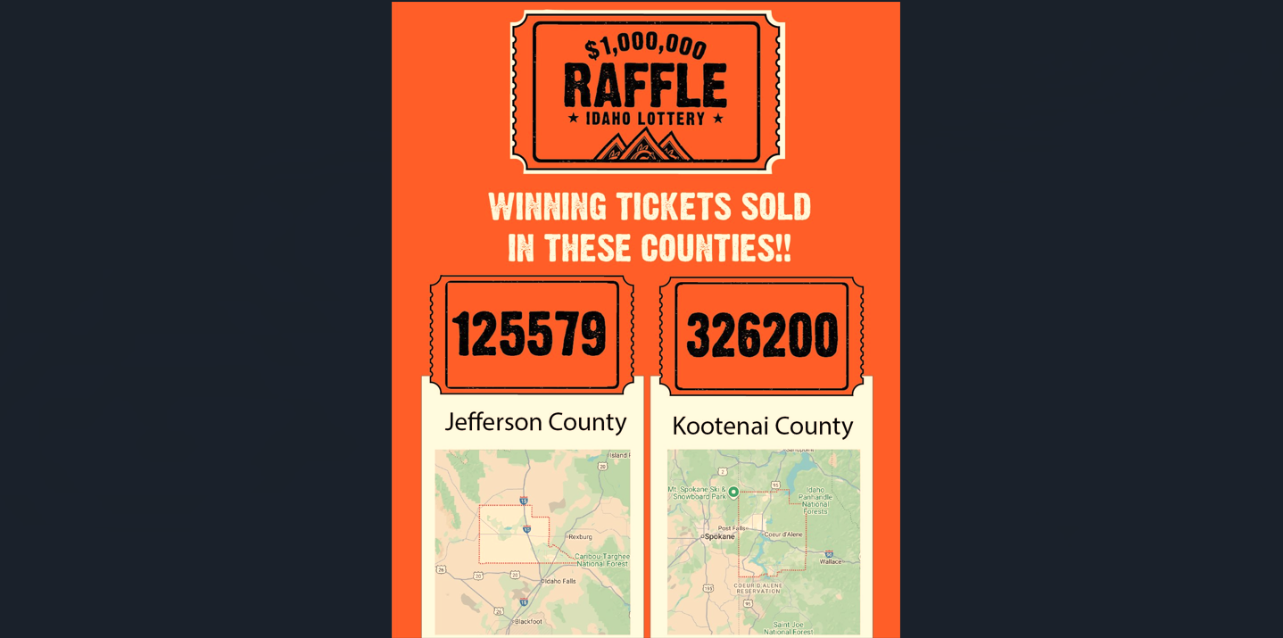 Are you a winner? $1 million raffle ticket sold in Kootenai County | 92 ...