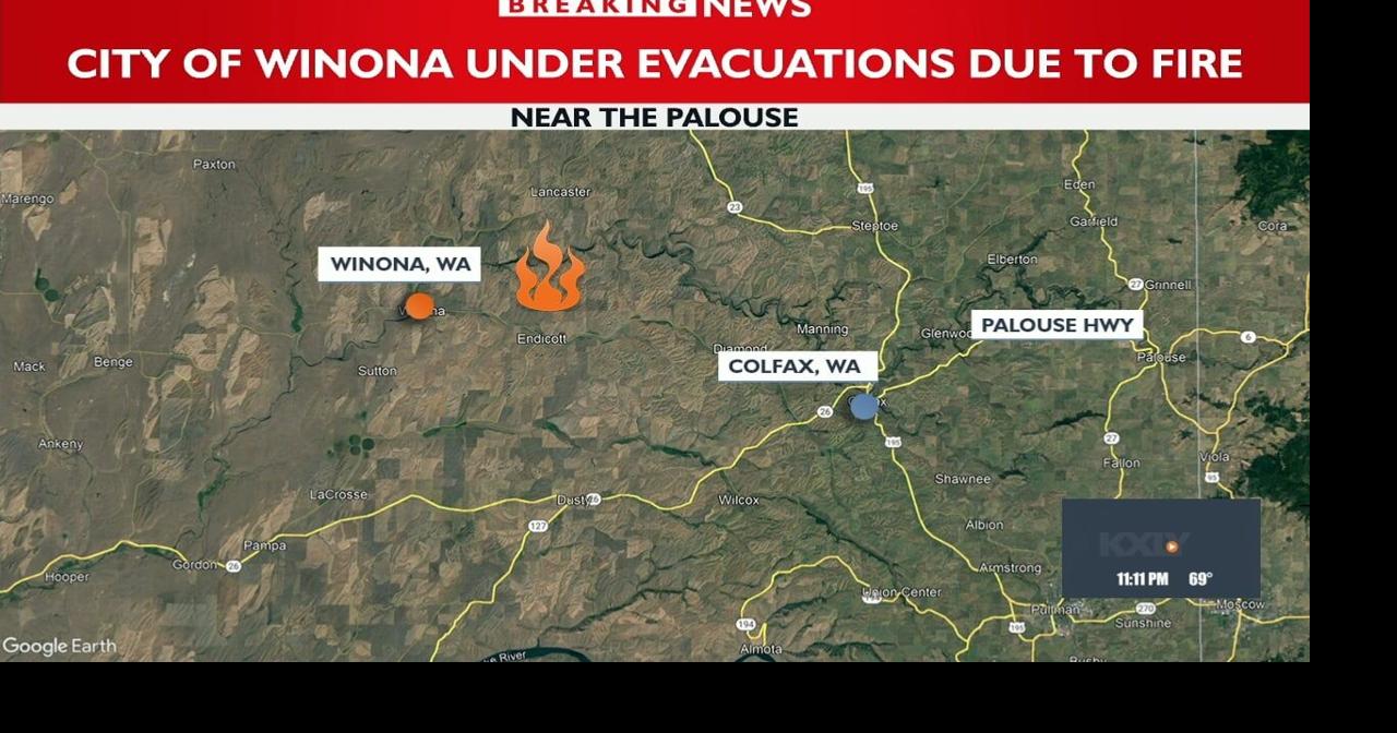 Town of Winona in Whitman County being evacuated due to wildfire ...