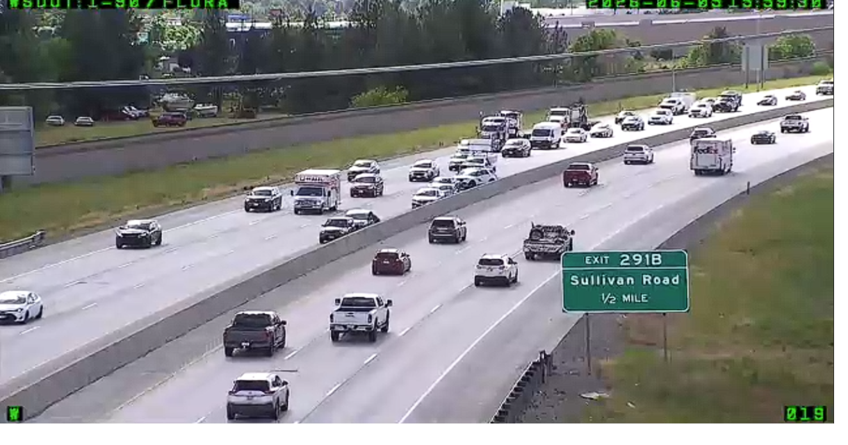 TRAFFIC ALERT: Crash on I-90 eastbound near Sullivan Road blocking left ...