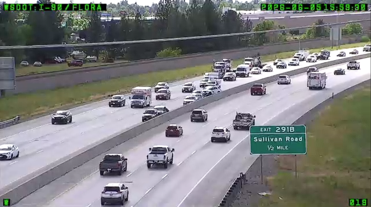 TRAFFIC ALERT: Crash on I-90 eastbound near Sullivan Road blocking left ...