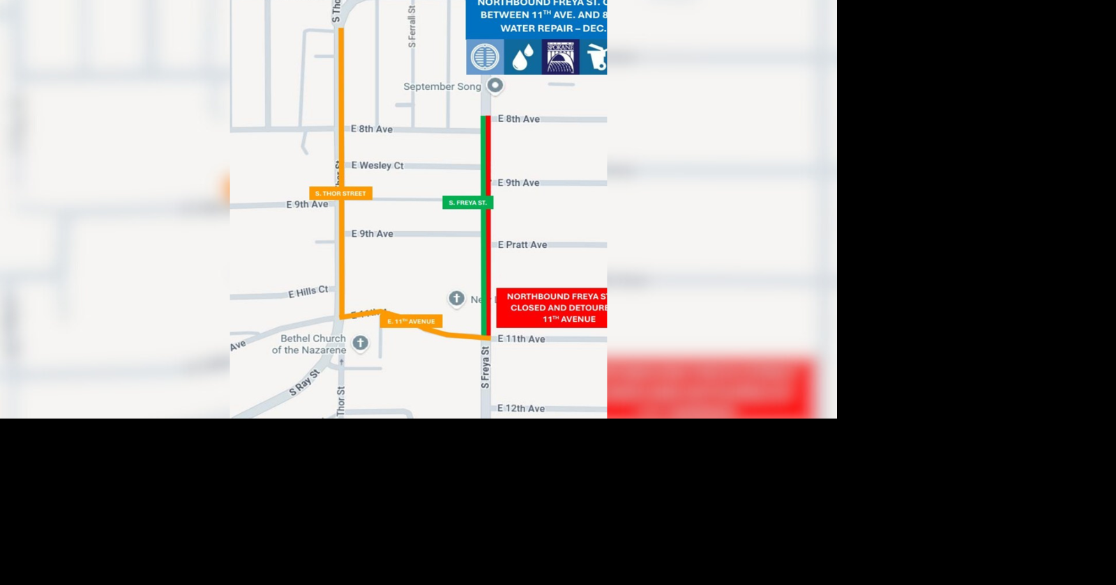 Water system repair closes part of Freya Street in Spokane on Tuesday ...
