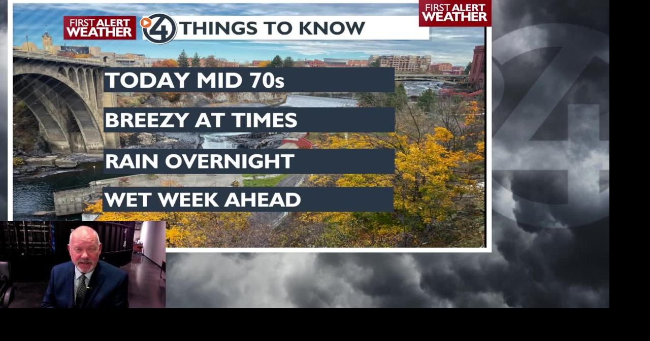 Monday will see cloudy and breezy conditions, the rain moves in tonight ...
