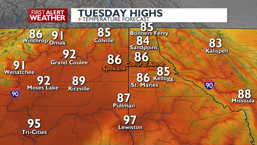 Sunny and warm today then clouds, showers and warm again on Wednesday ...