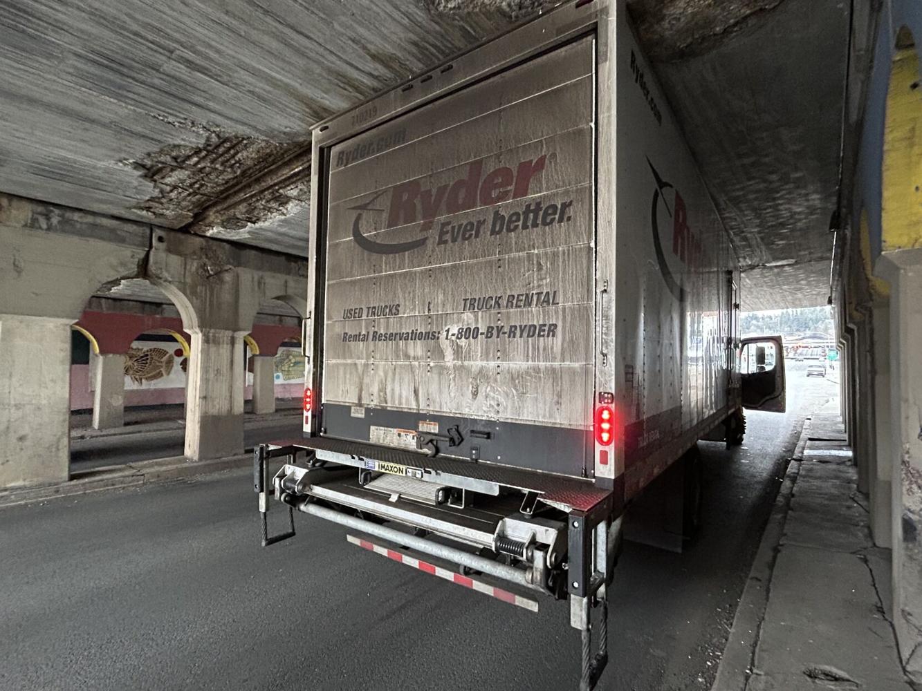 Moving truck stuck under Stevens Street viaduct | News | kxly.com