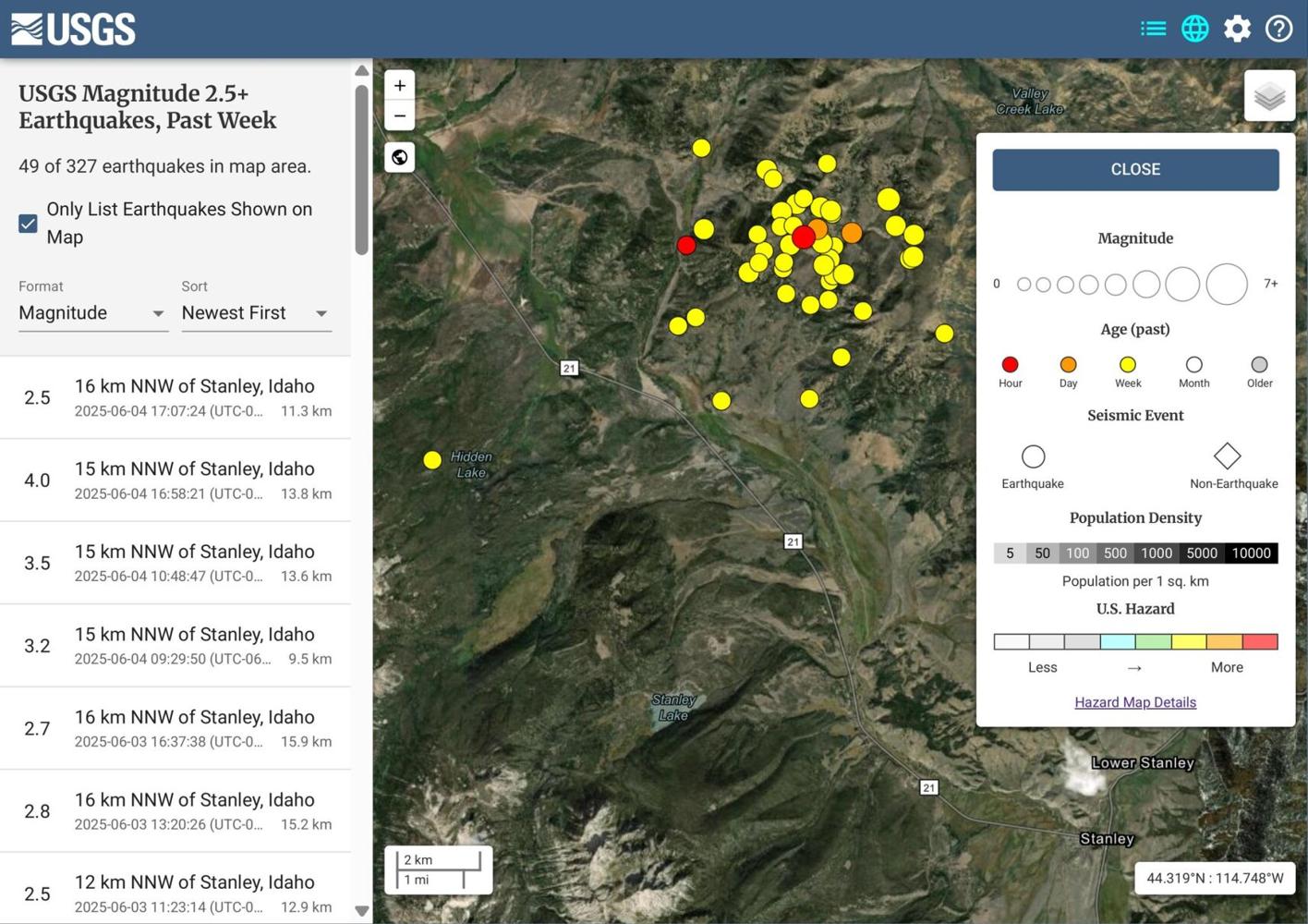 Dozens of earthquakes shake central Idaho | News | kxly.com