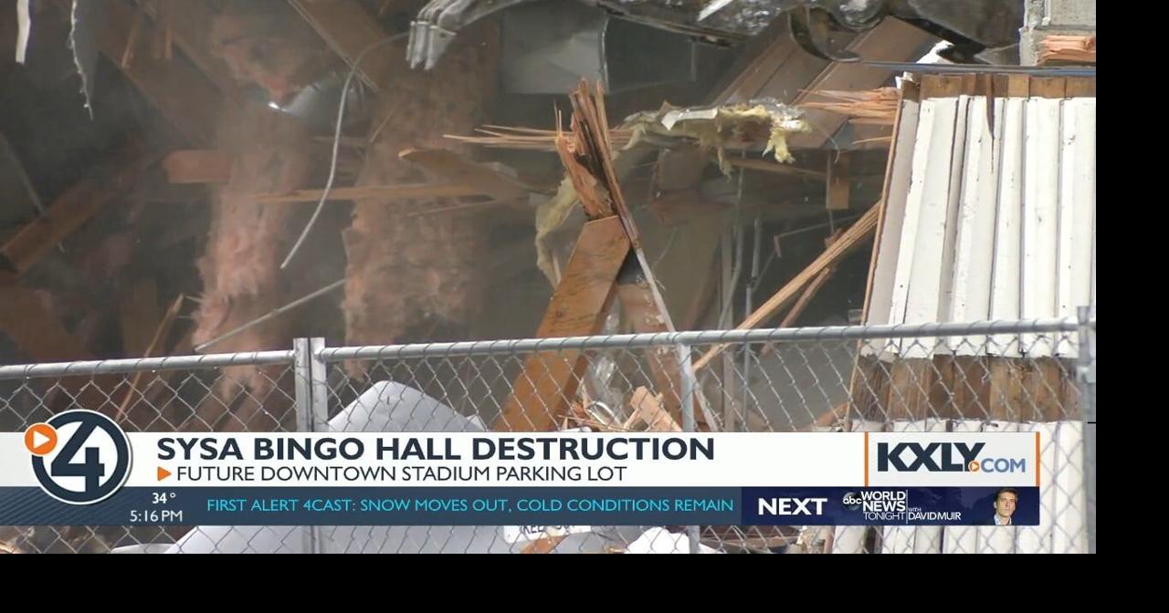 Crews begin tearing down old SYSA Bingo building near downtown Spokane ...