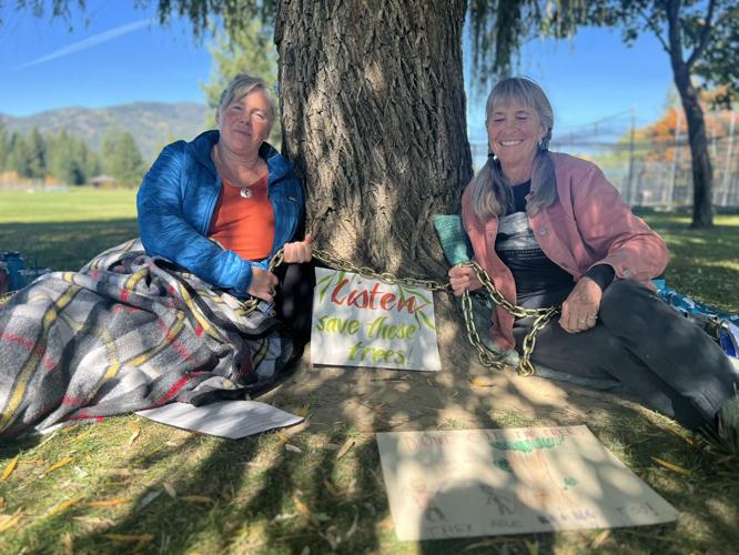 Chained to a tree, protestors push back on proposed Sandpoint ...
