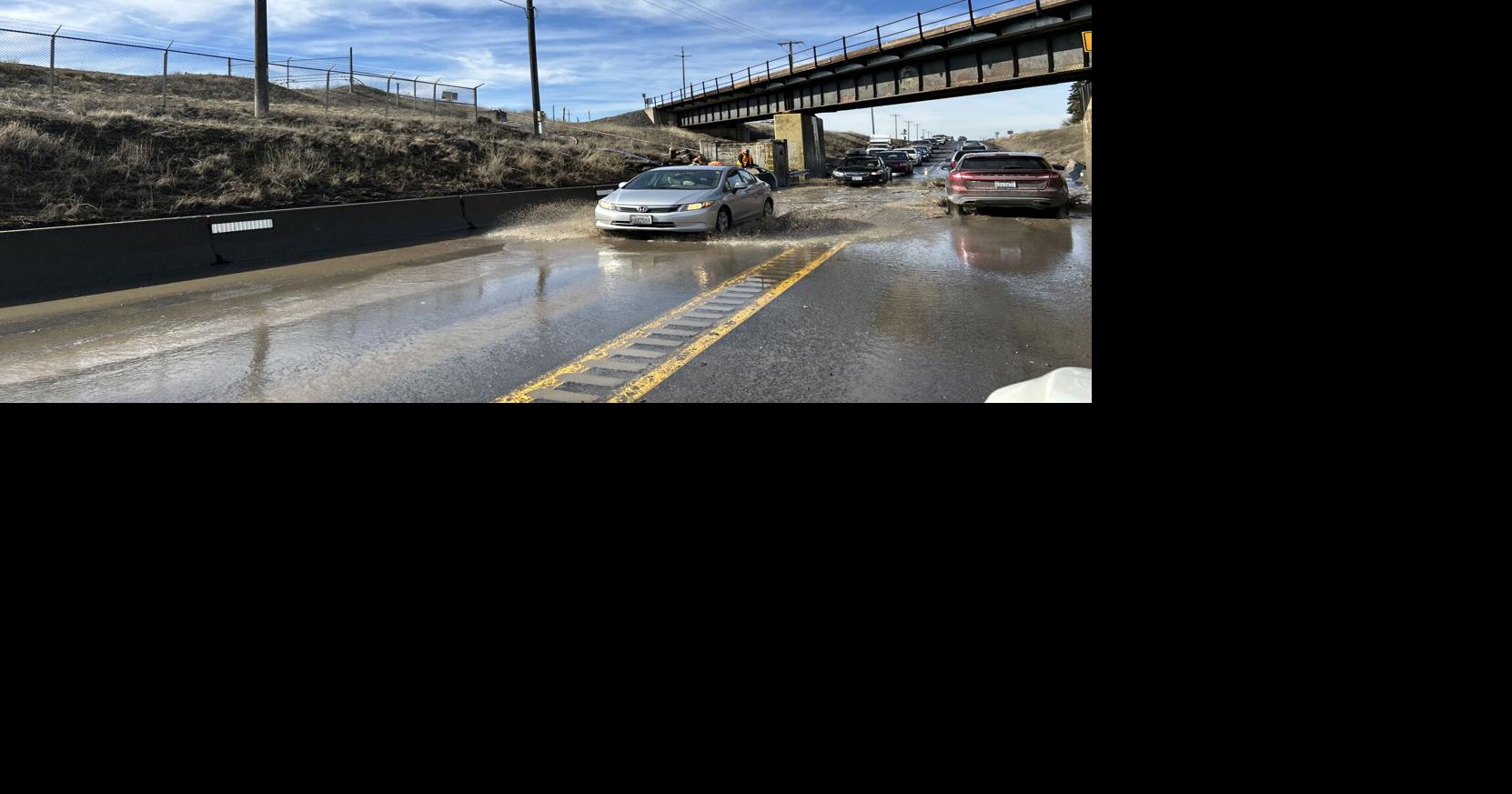 Highway 2 down to one lane for water near Fairchild | News | kxly.com