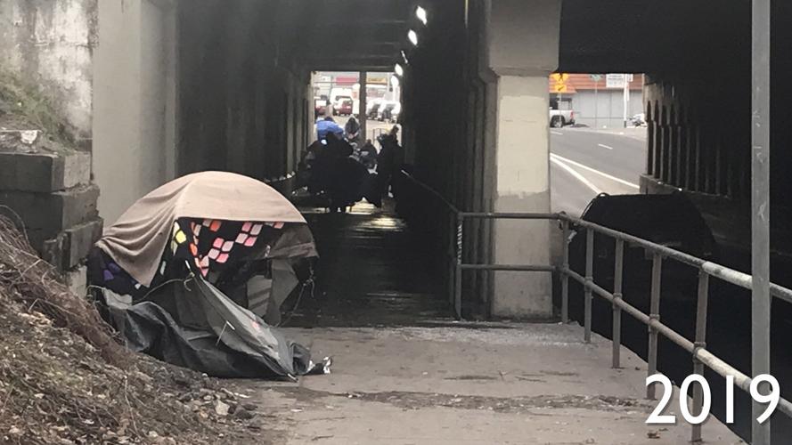 Despite bed space, homeless camp fills downtown underpass | Local News ...