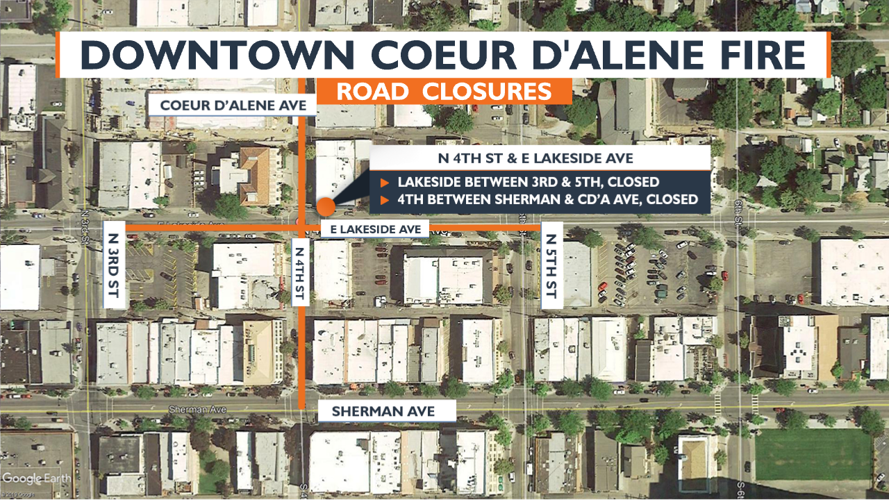 Several businesses destroyed in downtown Coeur d’Alene fire | Firewatch ...