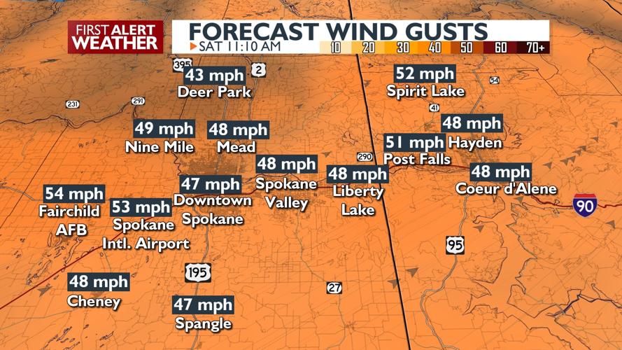 🚨WEATHER ALERT DAY: 45 to 55 mph wind gusts Saturday morning between ...
