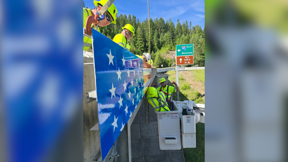 New flags installed on Fourth of July Pass over I-90 | News | kxly.com